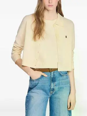Sandro Wool & Cashmere Shirt Collar Cardigan