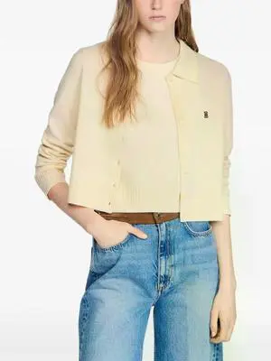 Sandro Wool & Cashmere Shirt Collar Cardigan