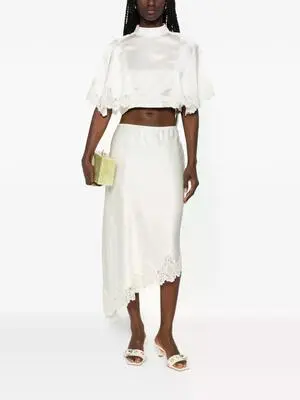 Sandro Lace-trim Asymmetric Midi Skirt