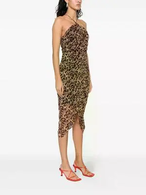 MARANT ETOILE Valdi Leopard-print Halterneck Midi Dress