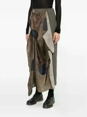 UMA WANG Draped Gale Midi Skirt - Brown