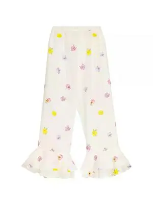 Sleeper Cha-cha Floral-print Ruffled Trousers - Neutrals
