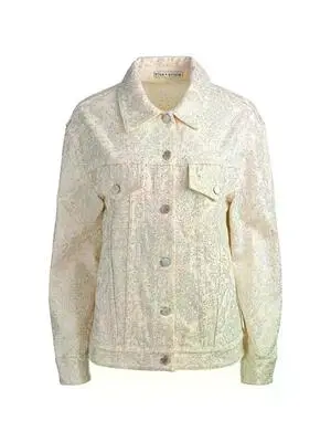 Alice + Olivia Crystal Embellished Denim Jacket