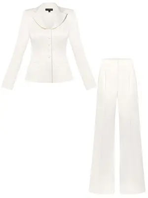 TIA DORRAINE Tailored Satin Blazer And Wide-leg Trousers Set - White