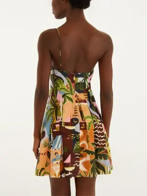 Farm Rio Tropical Painting One Shoulder Mini Dress
