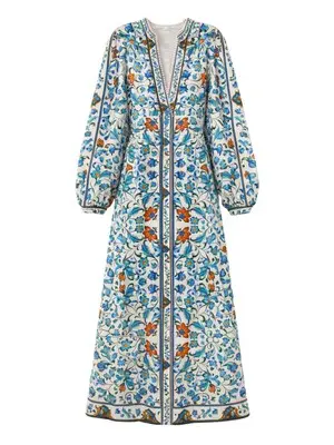 Farm Rio Long Sleeve Printed Maxi Dress
