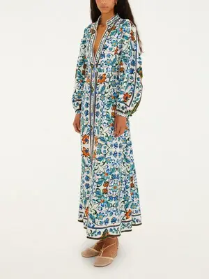 Farm Rio Long Sleeve Printed Maxi Dress