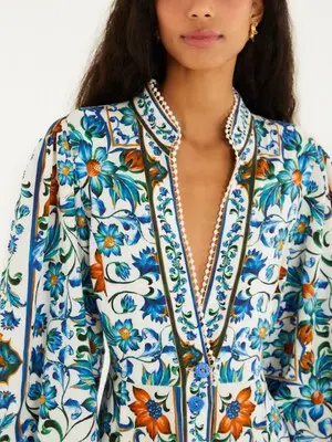 Farm Rio Long Sleeve Printed Maxi Dress