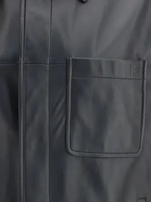 Loewe Leather Shirt With Classic Collar - Black