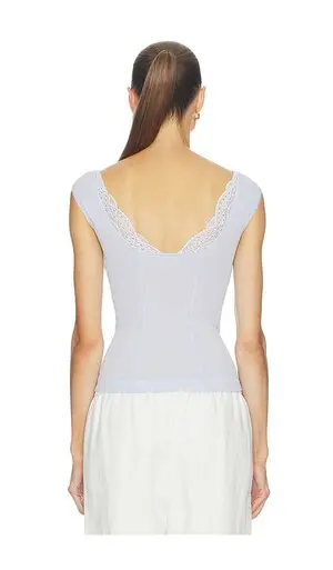 Free People Lace Trimmed Jersey Tee