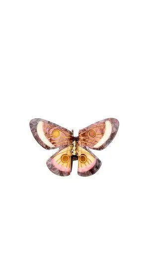 SOLAR ECLIPSE Hand-painted Emperor Silk Moth Claw Hair Clip - Brown