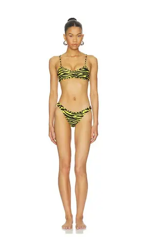 Attico Zebra Print Bikini Set - Black & Yellow