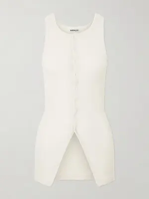 Auralee Ribbed Cotton Button-up Tank