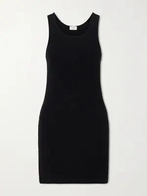 Saint Laurent Ribbed Cotton Mini Dress