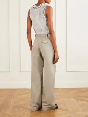 Acne Studios Belted Cotton-blend Gabardine Wide-leg Pants - Neutrals