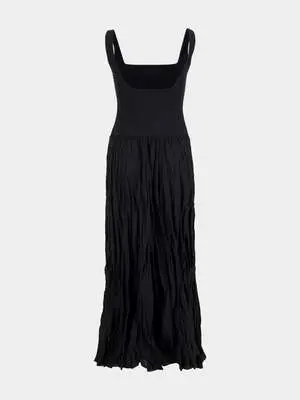 Johanna Ortiz Ribbed Linen-cotton Blend Maxi Dress - Black