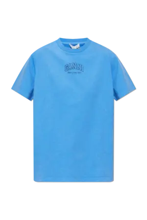 GANNI Cotton Logo T-shirt - Blue
