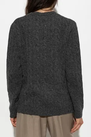 Valentino Garavani Wool Sweater With Decorative Knit - Grey