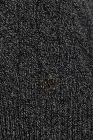 Valentino Garavani Wool Sweater With Decorative Knit - Grey
