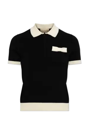 Valentino Garavani Knit Polo Shirt With Cream Trim And Bow Detail