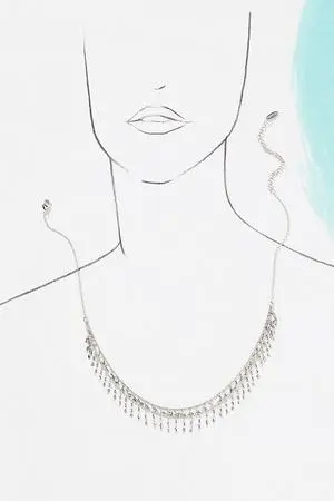 Anthropologie Cha Fringe Necklace - Silver