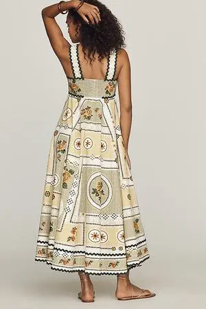 ALEMAIS Dixie 100% Cotton Poplin Midi Dress - Citrus