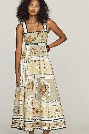 ALEMAIS Dixie 100% Cotton Poplin Midi Dress - Citrus