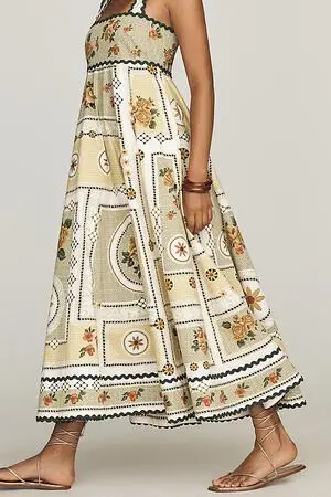 ALEMAIS Dixie 100% Cotton Poplin Midi Dress - Citrus