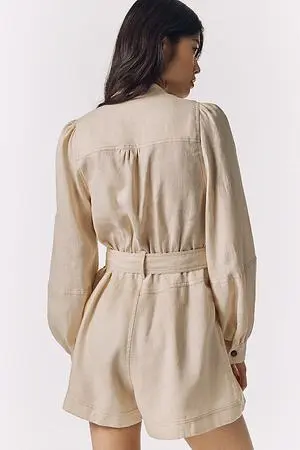 KIVARI Linen Belted Romper