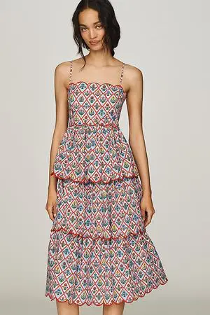 English Factory Scalloped Tiered Midi Dress