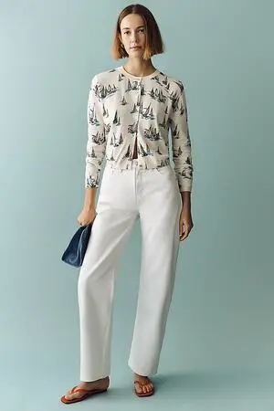 Maeve Sailboat Print Button-front Cardigan