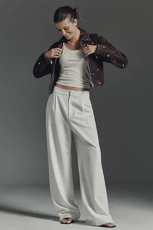Avec Les Filles Studded Suede Moto Jacket