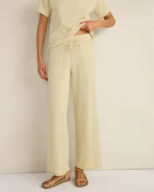 HAVEN WELL WITHIN Cotton Knit Wide Leg Pants - Celery Leaf