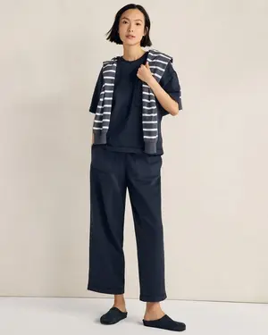HAVEN WELL WITHIN Garment-dyed Organic Cotton Slub Terry Cropped Pants - Garment Dye Trellis