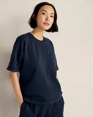HAVEN WELL WITHIN Garment-dyed Organic Cotton Slub Terry T-shirt - Nightfall