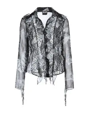 Versace Long Sleeve Ruched Crepe Shirt