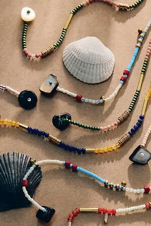 Free People Muse Beaded Bracelet With Stone Loop Closure - Watermelon