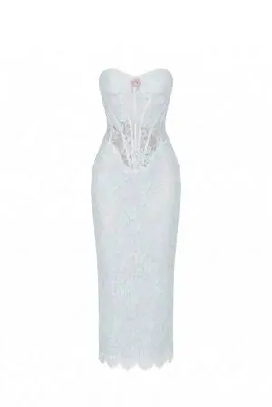 MILLA Beaded Lace Corset Midi Dress