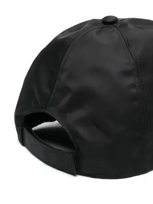 Prada Re-nylon Baseball Cap With Enamel Triangle Logo - Nero