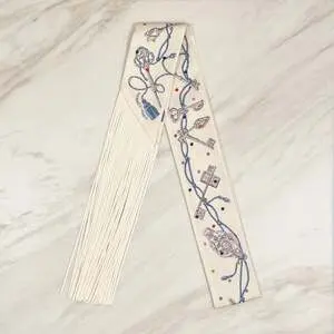 Hermès Les Cles A Pois Leather Fringes Twilly - Multi