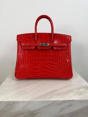Hermès Birkin Geranium Matte Alligator Palladium Hardware - Red