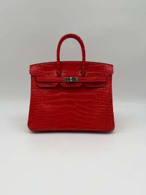 Hermès Birkin Geranium Matte Alligator Palladium Hardware - Red