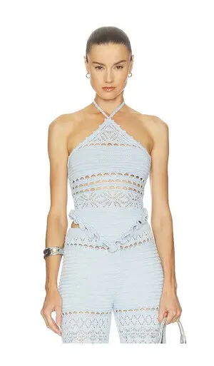Retrofete Sylvaine Crochet Halter Top - Blue