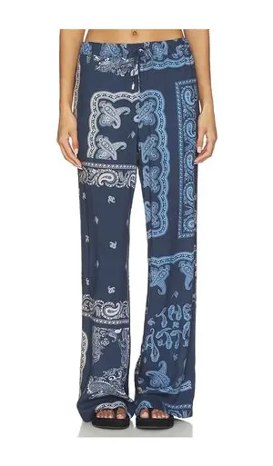 Attico Paisley Print Relaxed Fit Trousers - Blue