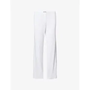 Sporty & Rich Logo Patch Pointelle Cotton Trousers - White