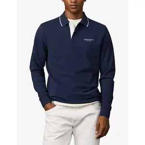 HACKETT Heritage Branded Classic-fit Cotton-jersey Polo Sweatshirt