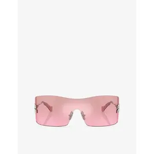 Miu Miu Rectangular-frame Metal Sunglasses - Silver