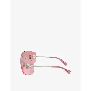 Miu Miu Rectangular-frame Metal Sunglasses - Silver