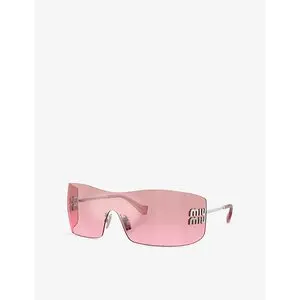 Miu Miu Rectangular-frame Metal Sunglasses - Silver