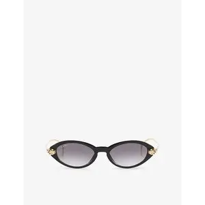 Cartier Oval-frame Acetate Sunglasses - Black